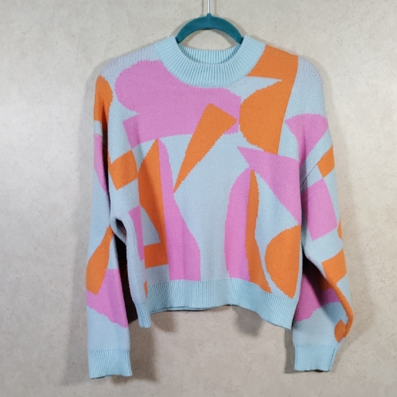 THML | Sweaters | 9539 Thml Light Blue Pink Orange Geometric Print ...